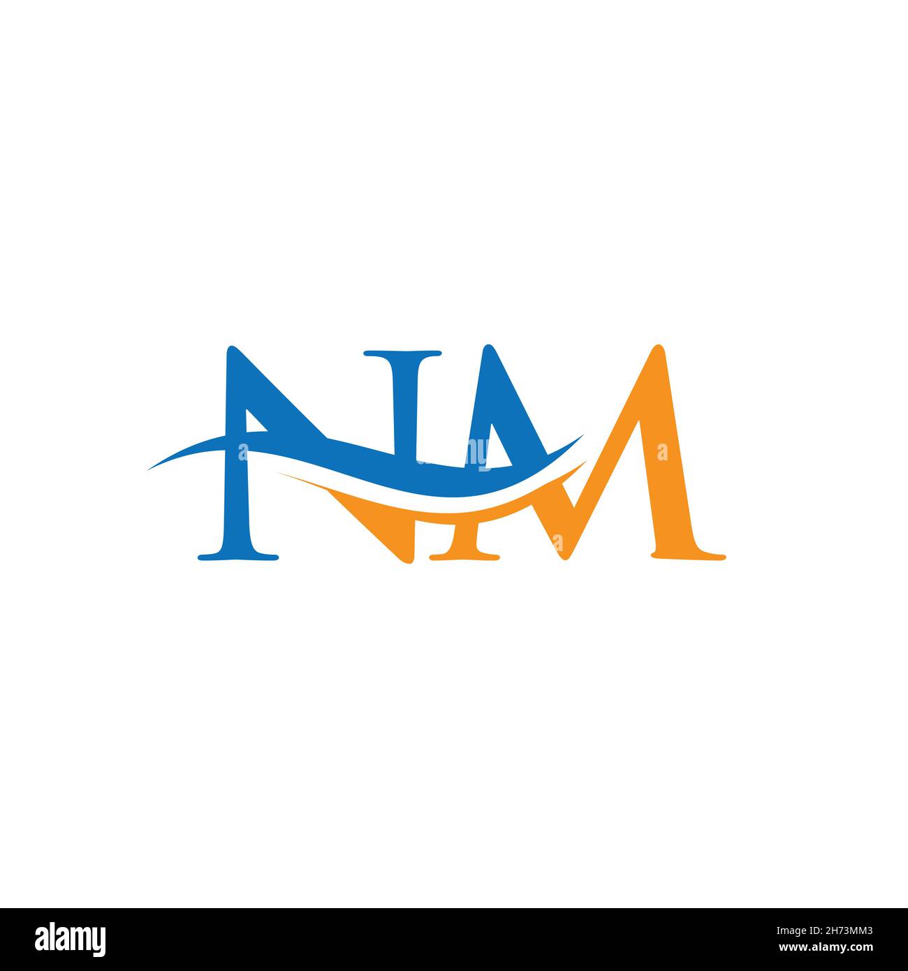 Water Wave NM Logo Vector. Swoosh Letter NM Logo Design for business and company identity Stock ...