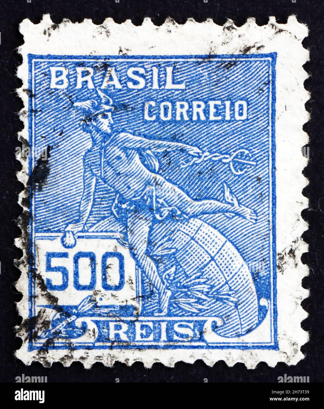 BRAZIL - CIRCA 1929: a stamp printed in the Brazil shows Mercury and ...