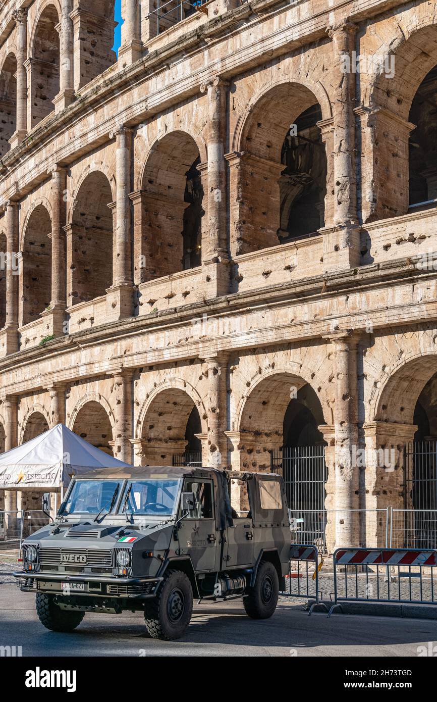 Italian military forces guarding around the ancient structure of the ...