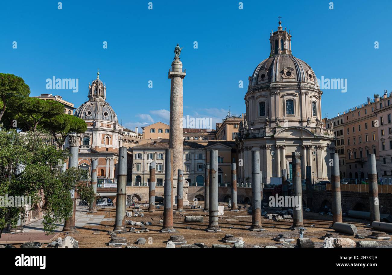 Trajan's Column and Domes of The Churches of the Most Holy Name of Mary ...