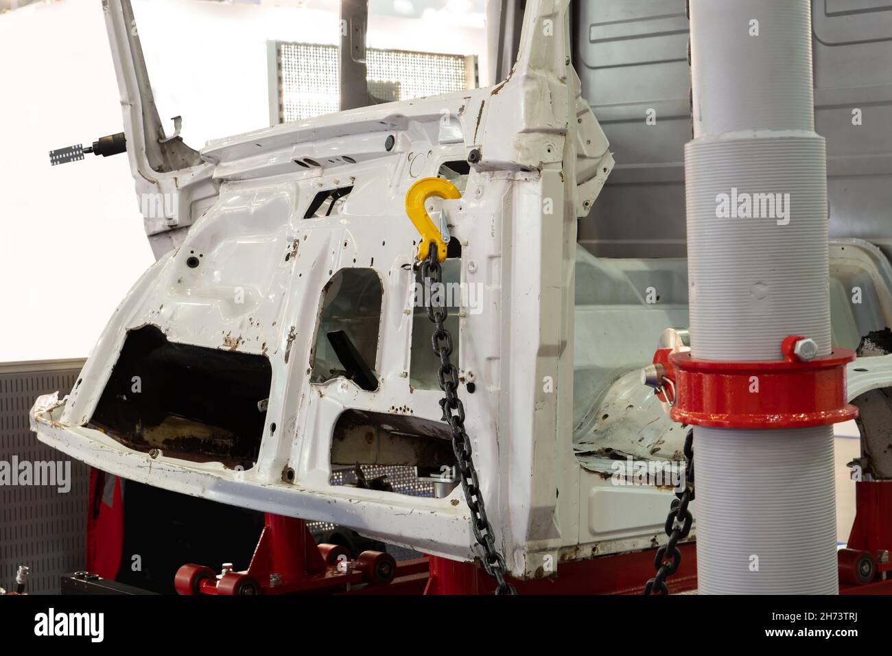 Truck cab repair after an accident Stock Photo - Alamy