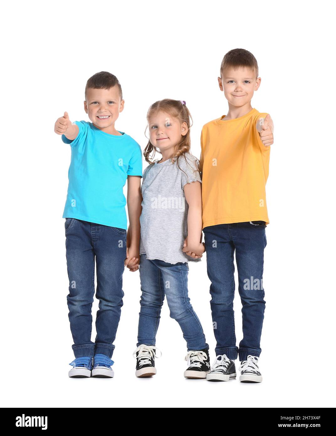 Cute little children isolated on white background Stock Photo - Alamy