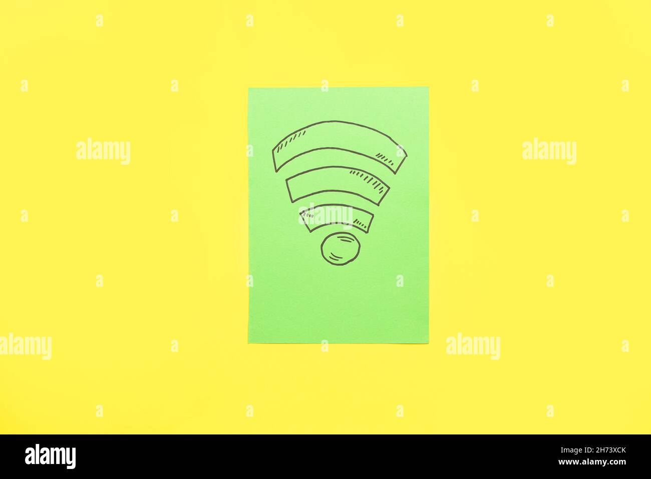 Drawing of WiFi symbol on yellow background Stock Photo - Alamy