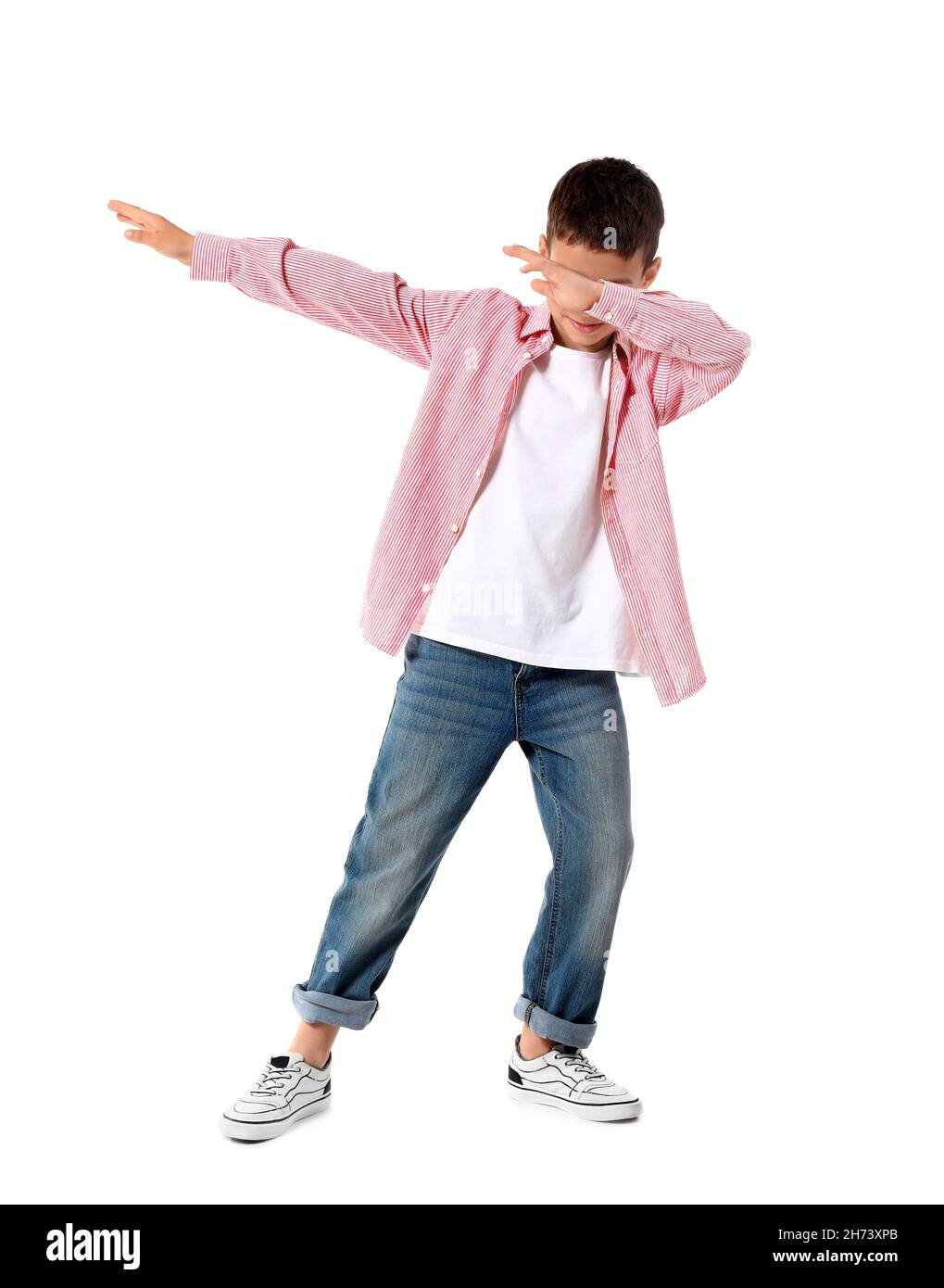 Dancing little boy on white background Stock Photo - Alamy