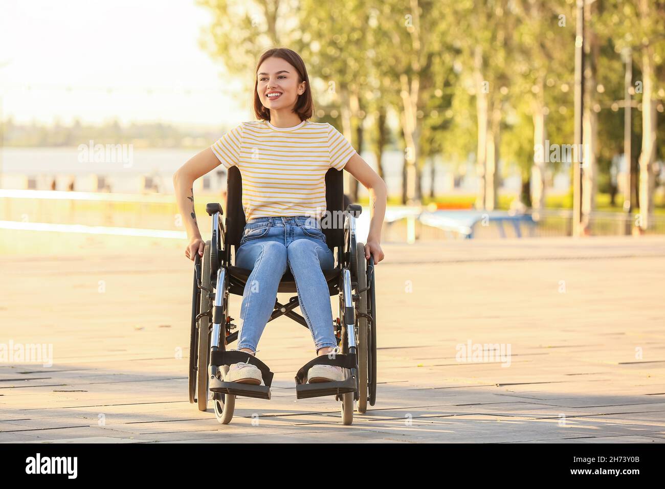Young woman with physical disability outdoors Stock Photo - Alamy