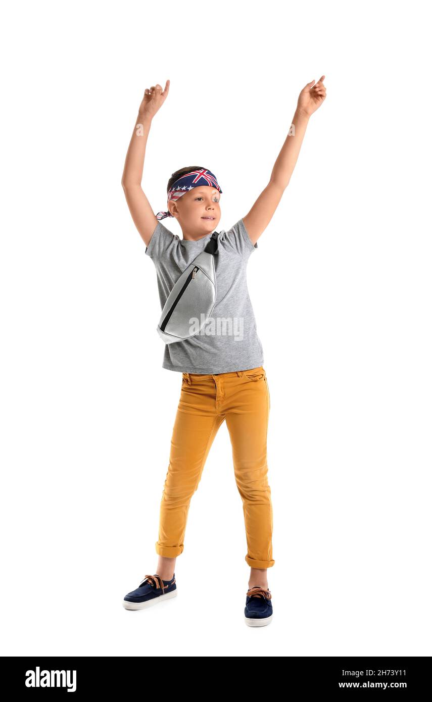 Dancing little boy isolated on white Stock Photo - Alamy