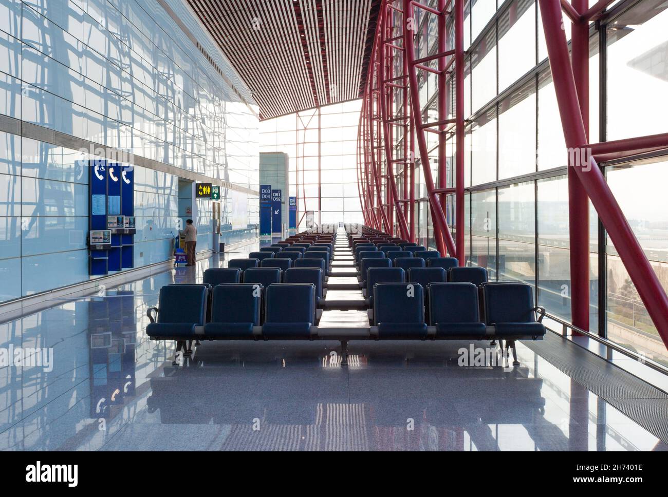 Empty waiting room with large windows Stock Photo - Alamy