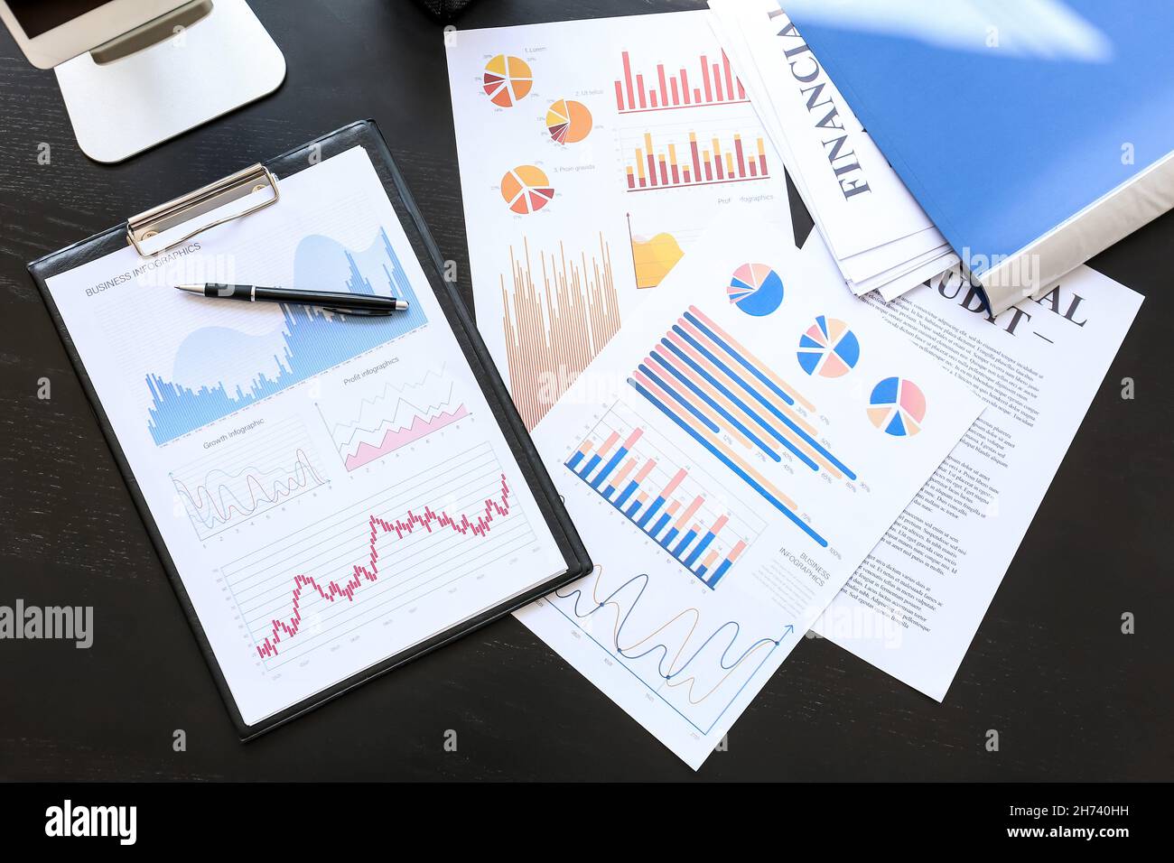 Documents at workplace in office, top view Stock Photo - Alamy