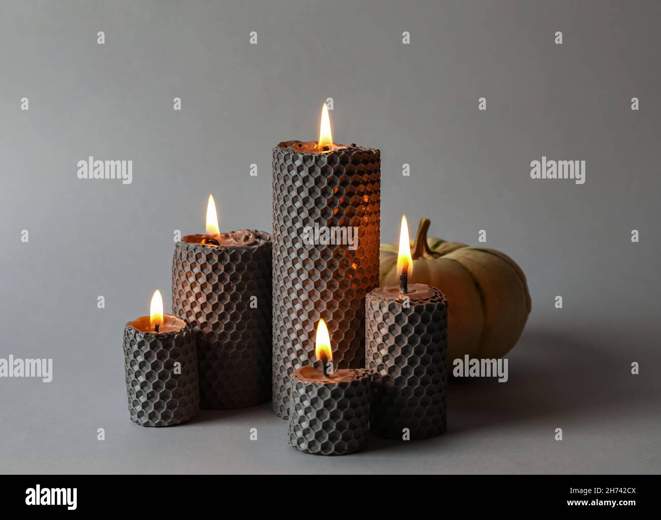 Beautiful burning candles pumpkin hi-res stock photography and images ...