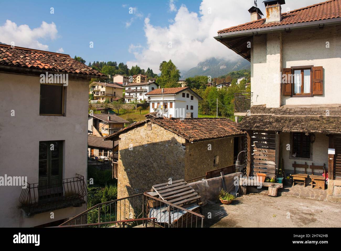 Residential buildings in the historic town of Ampezzo in Udine Province ...