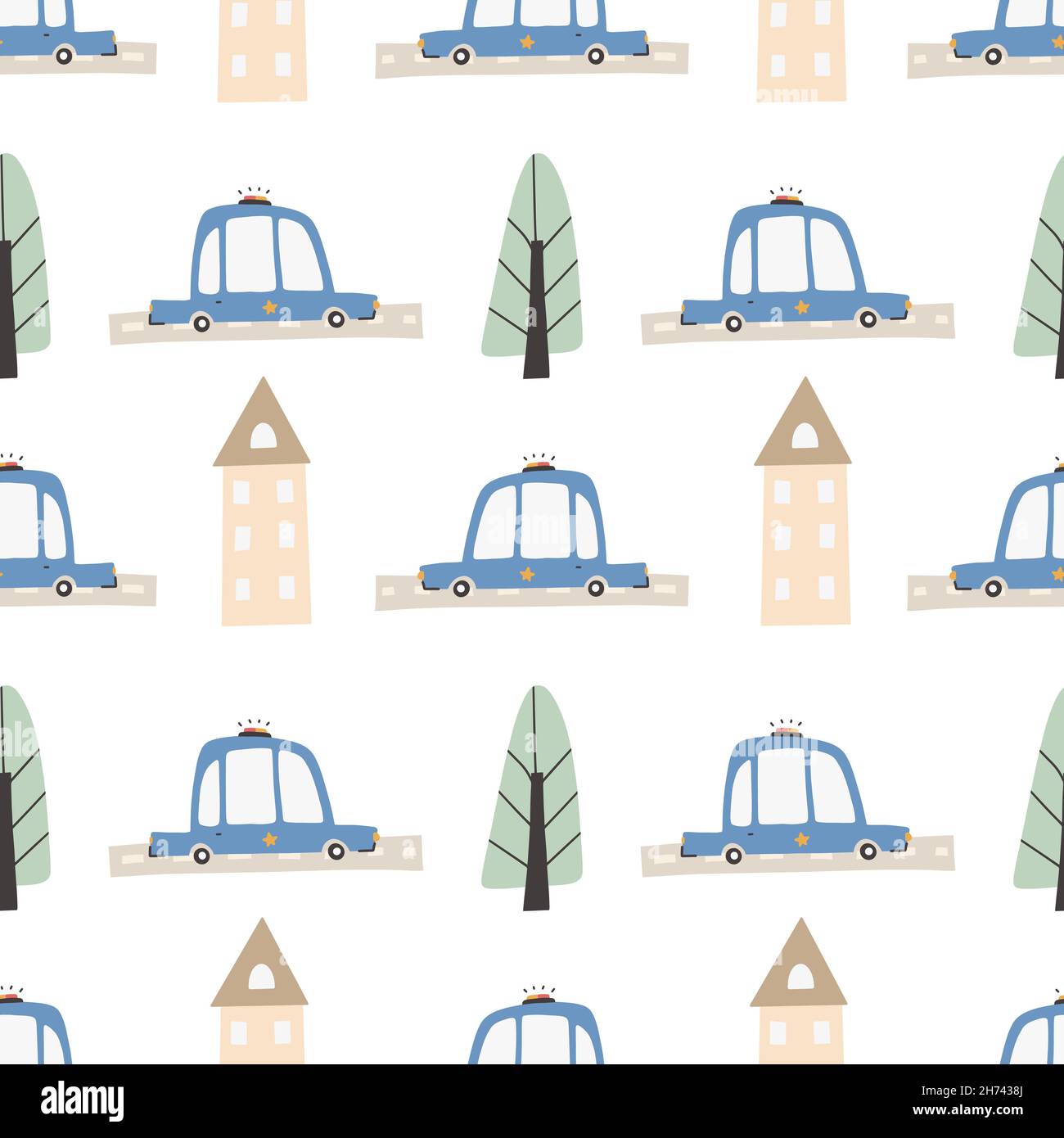 Children's pattern with cars. Cars. Transport. Road. Vector hand-drawn ...