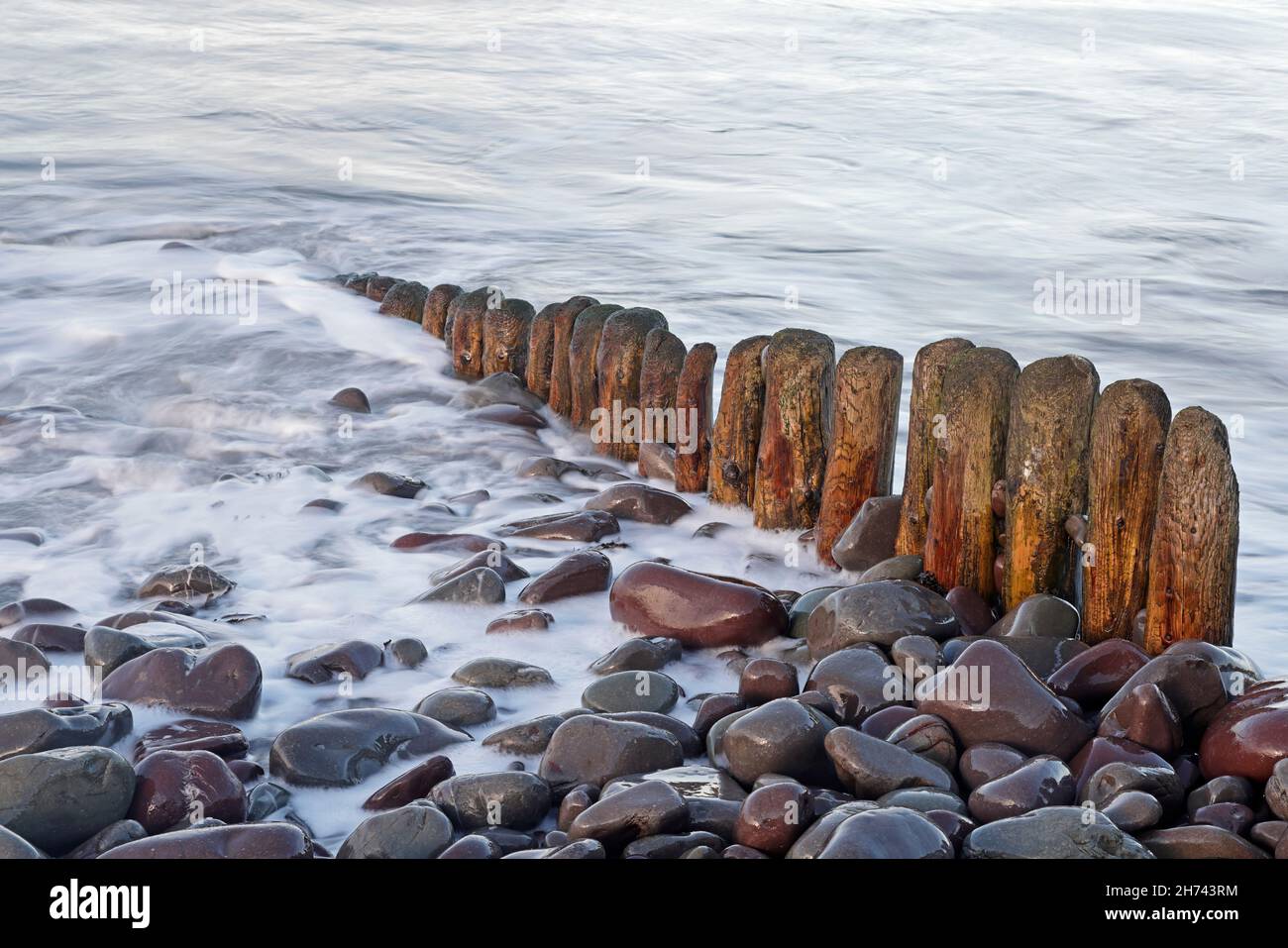 Groynes on Bossington Beach Somerset UK Stock Photo - Alamy