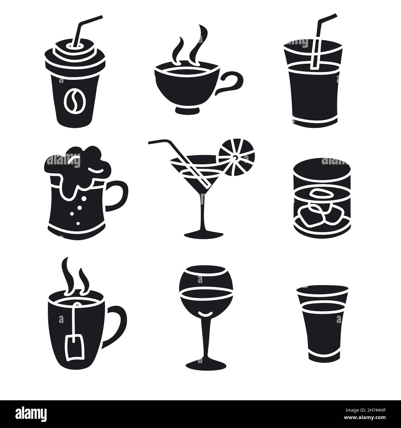 illustration of the alcohol drinks and beverages icons set Stock Vector ...