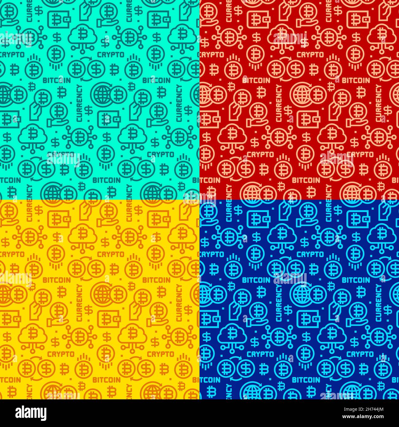 Illustration of the Blockchain And Crypto Currency Bitcoin Seamless ...