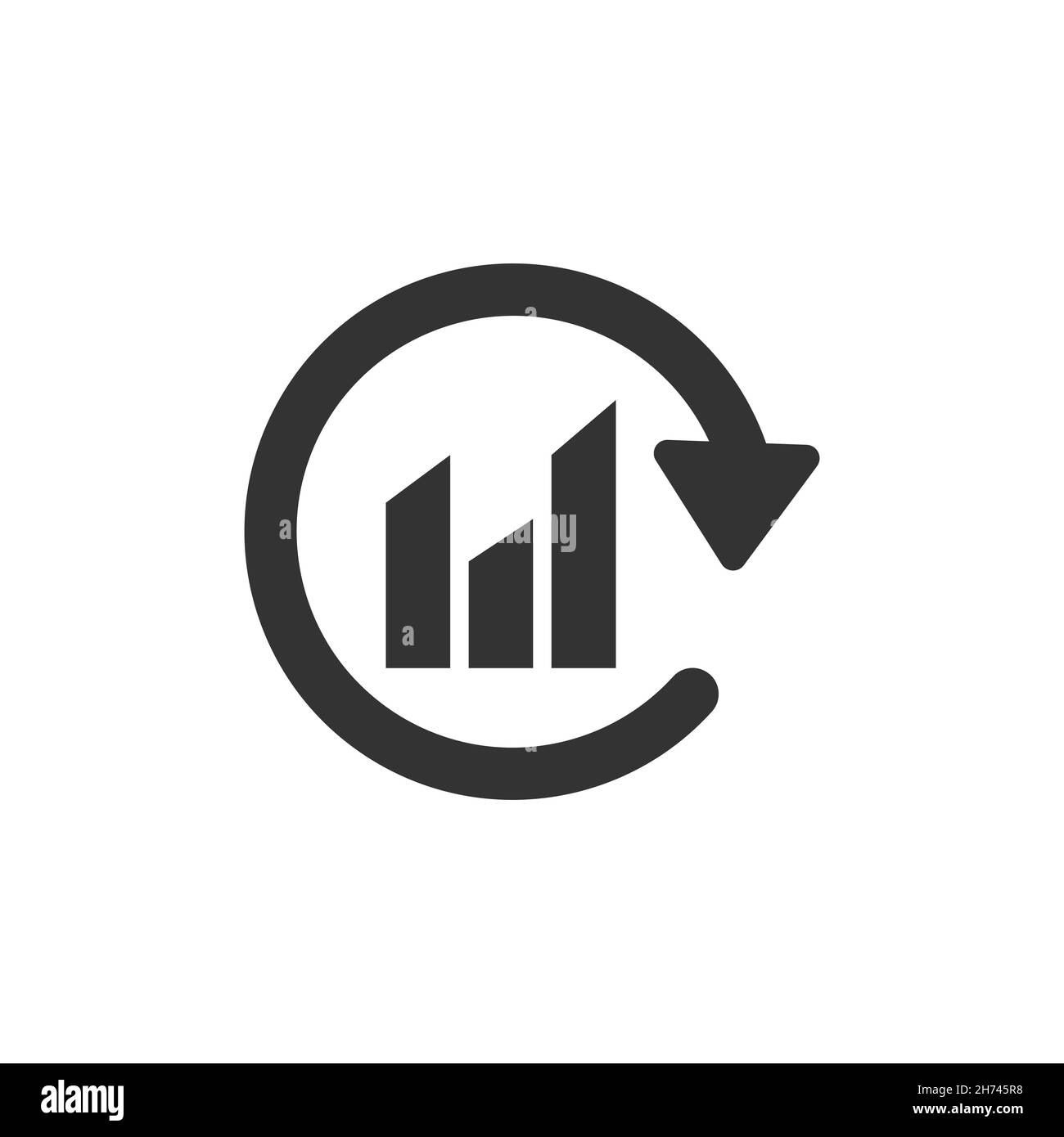 Graph arrow icon in flat style. Financial analytics vector illustration ...