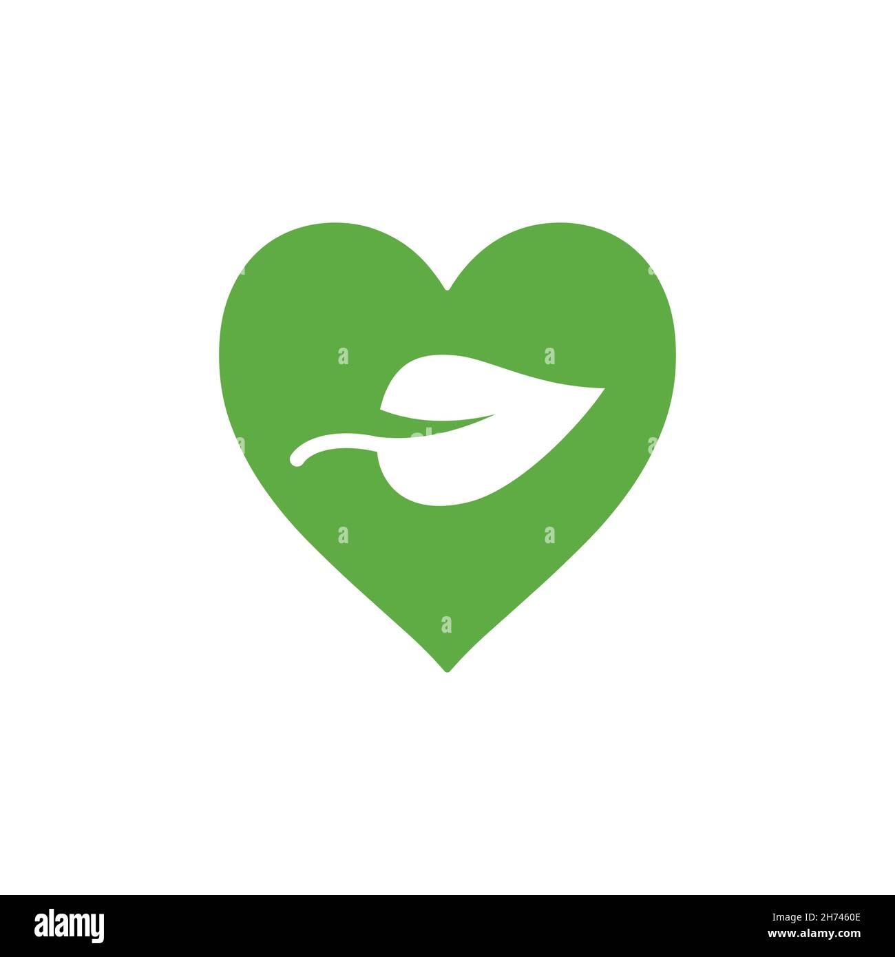 Heart and leaf icon in flat style. Vegan friendly vector illustration ...