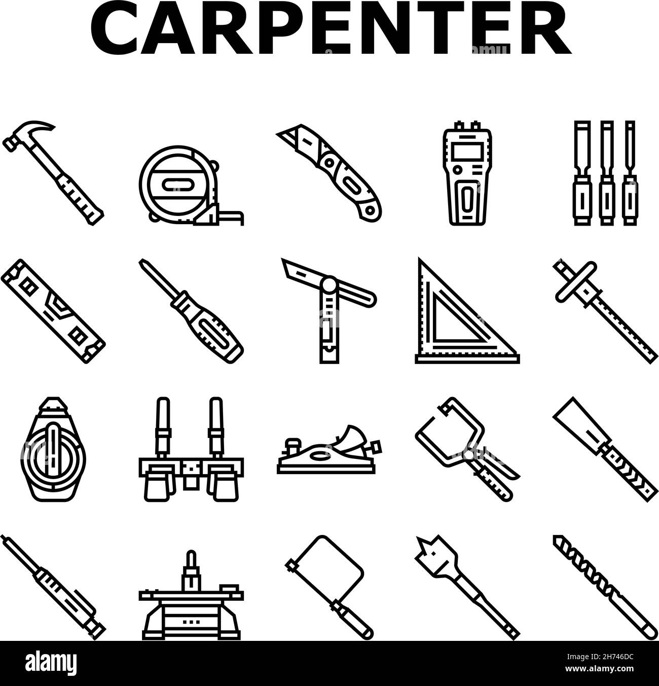 Carpenter Tool And Accessory Icons Set Vector Stock Vector Image & Art ...