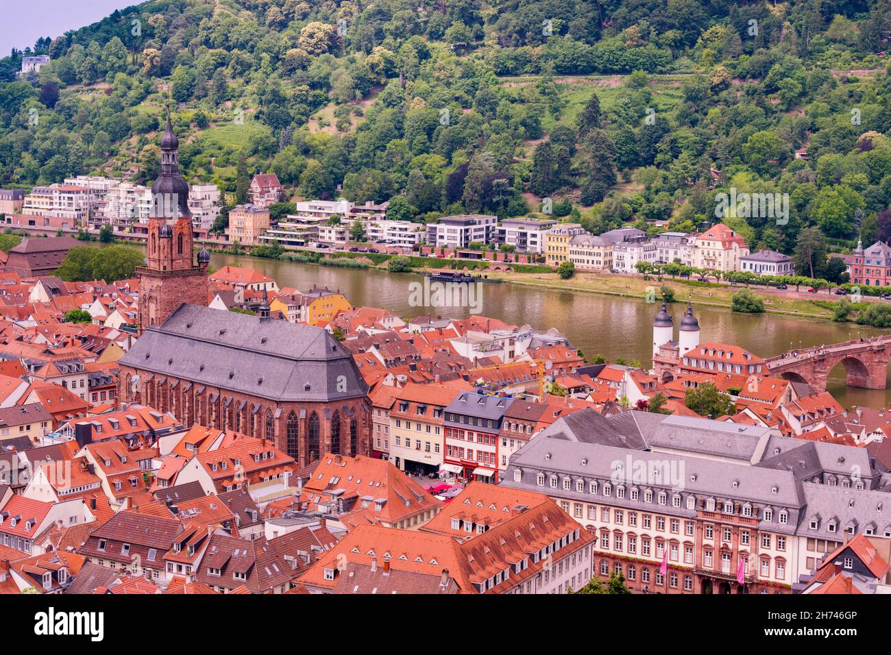 View from Heidelberg Castle to Heidelberg and Neckar Heidelberg, Baden ...
