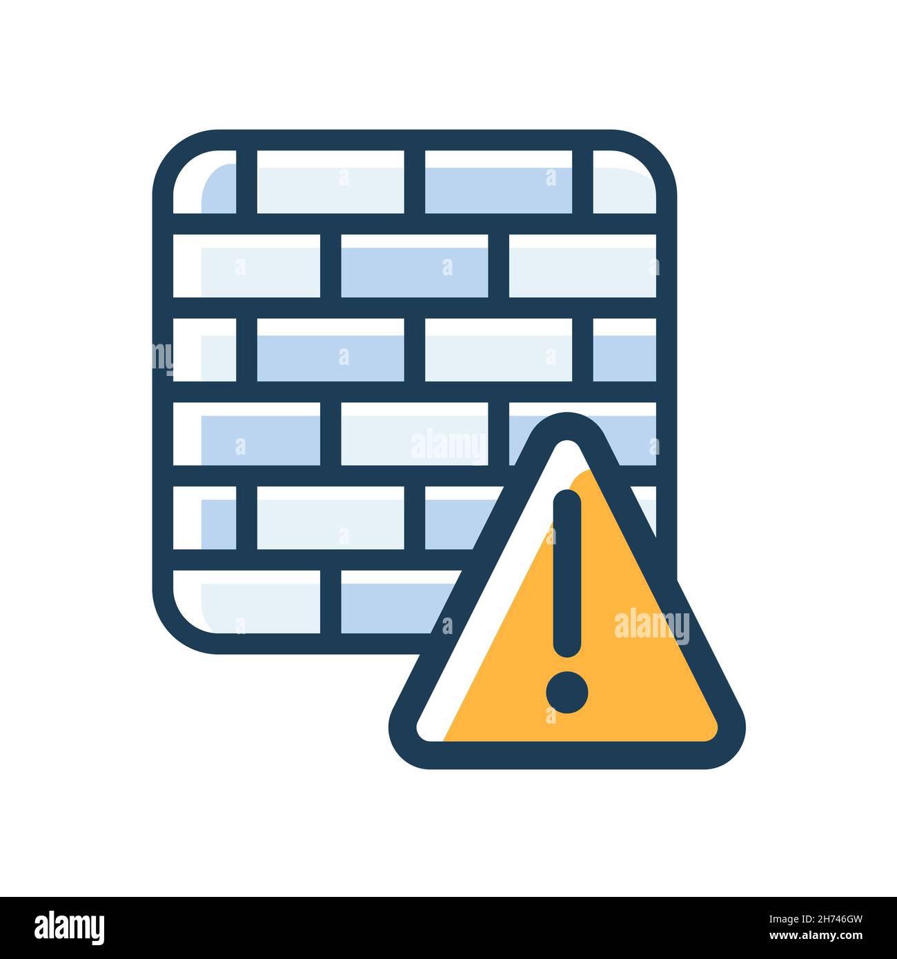 firewall alert antivirus protection single isolated icon with dash or ...