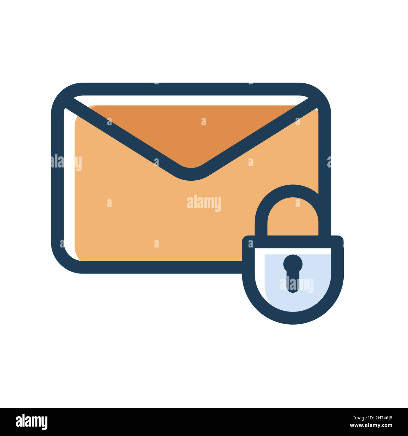 email lock protection envelop encryption single isolated icon with dash or dashed line style ...