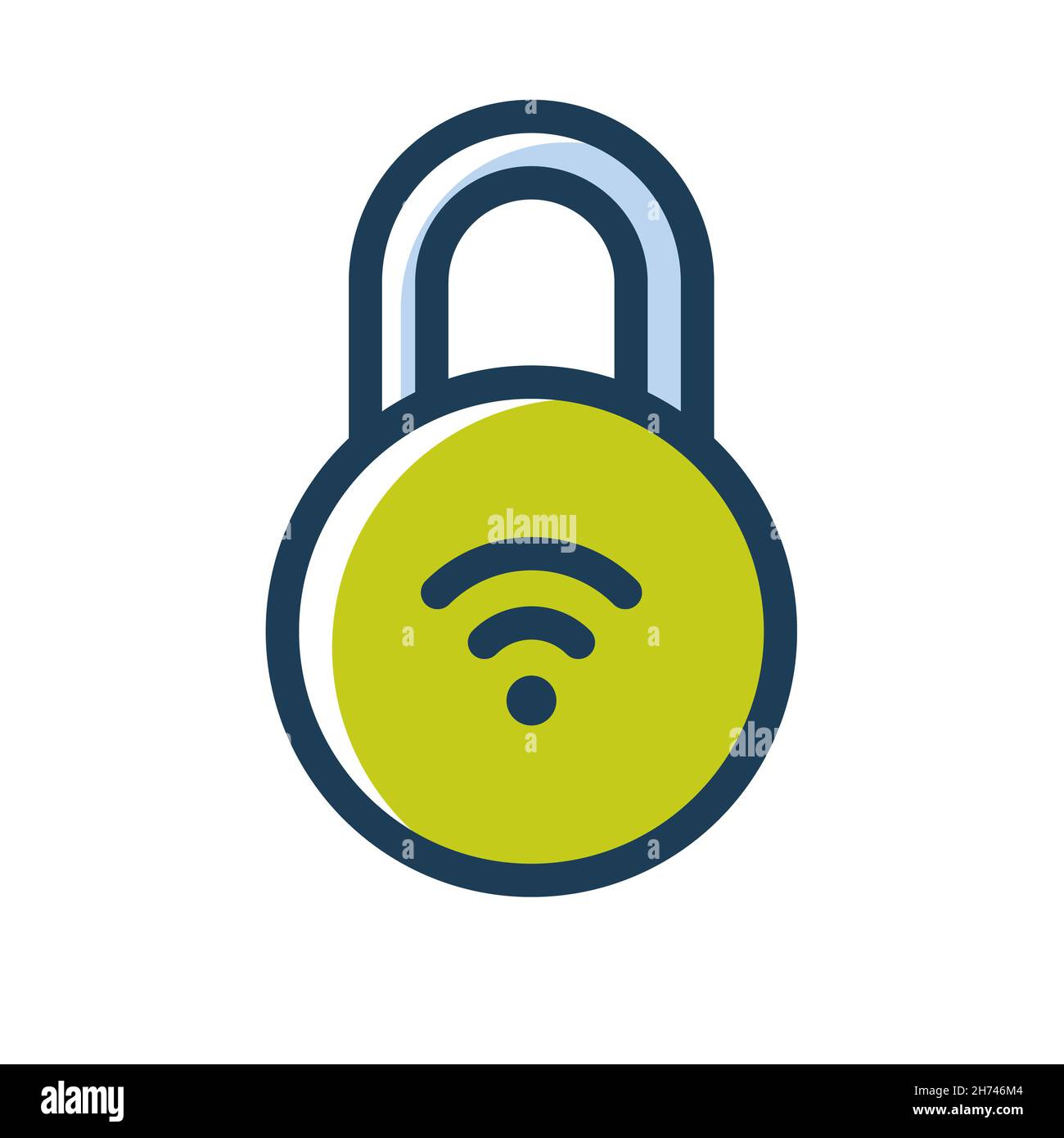 smartlock wireless padlock connectivity single isolated icon with dash ...