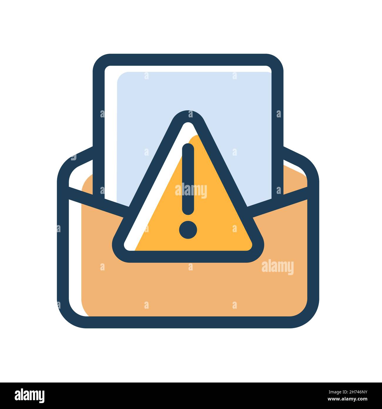 spam alert email warning single isolated icon with dash or dashed line ...