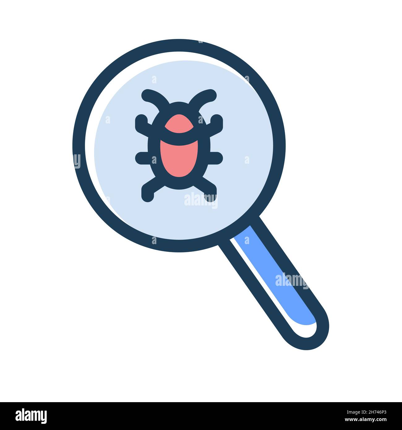 Bug Catcher Malware Virus Scan Searching Single Isolated Icon With Dash Or Dashed Line Style