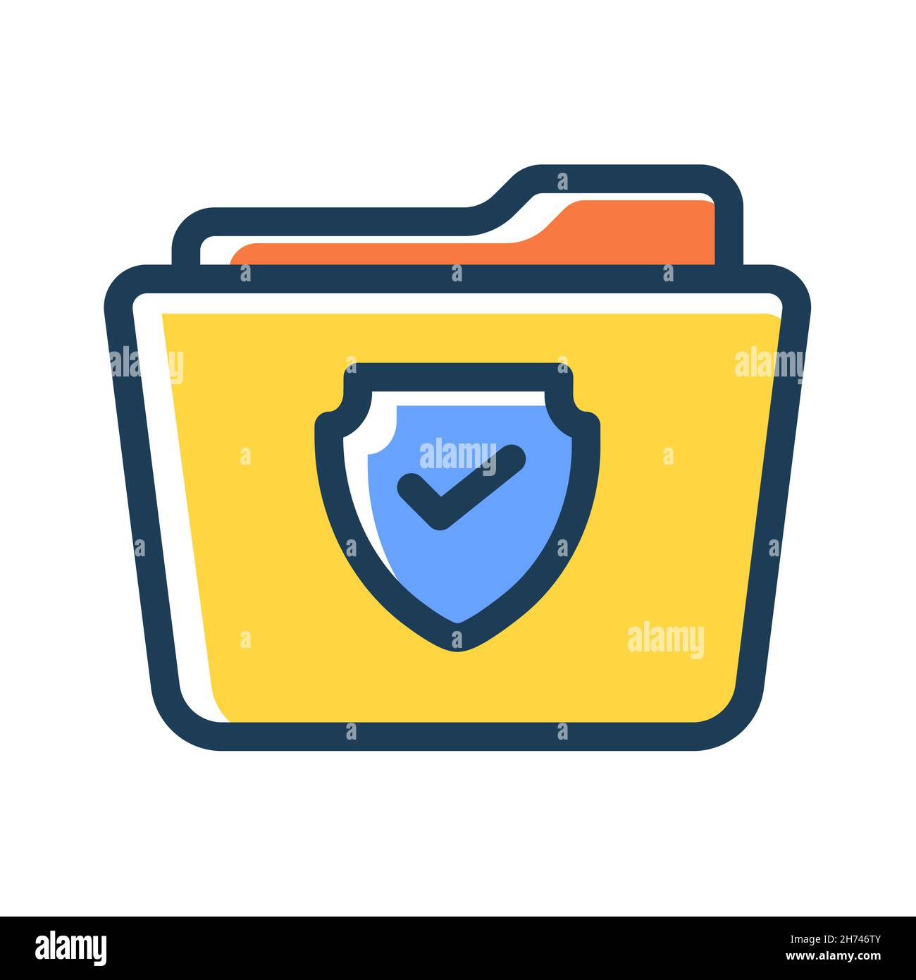 folder secure shield encryption single isolated icon with dash or dashed line style vector ...