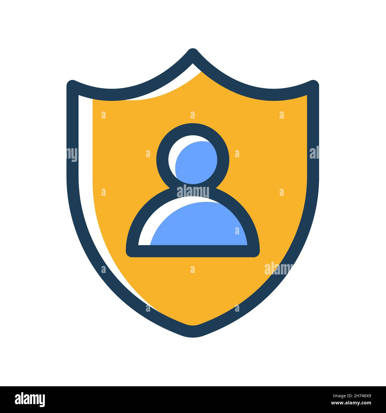 user privacy shield protection safety single isolated icon with dash or ...