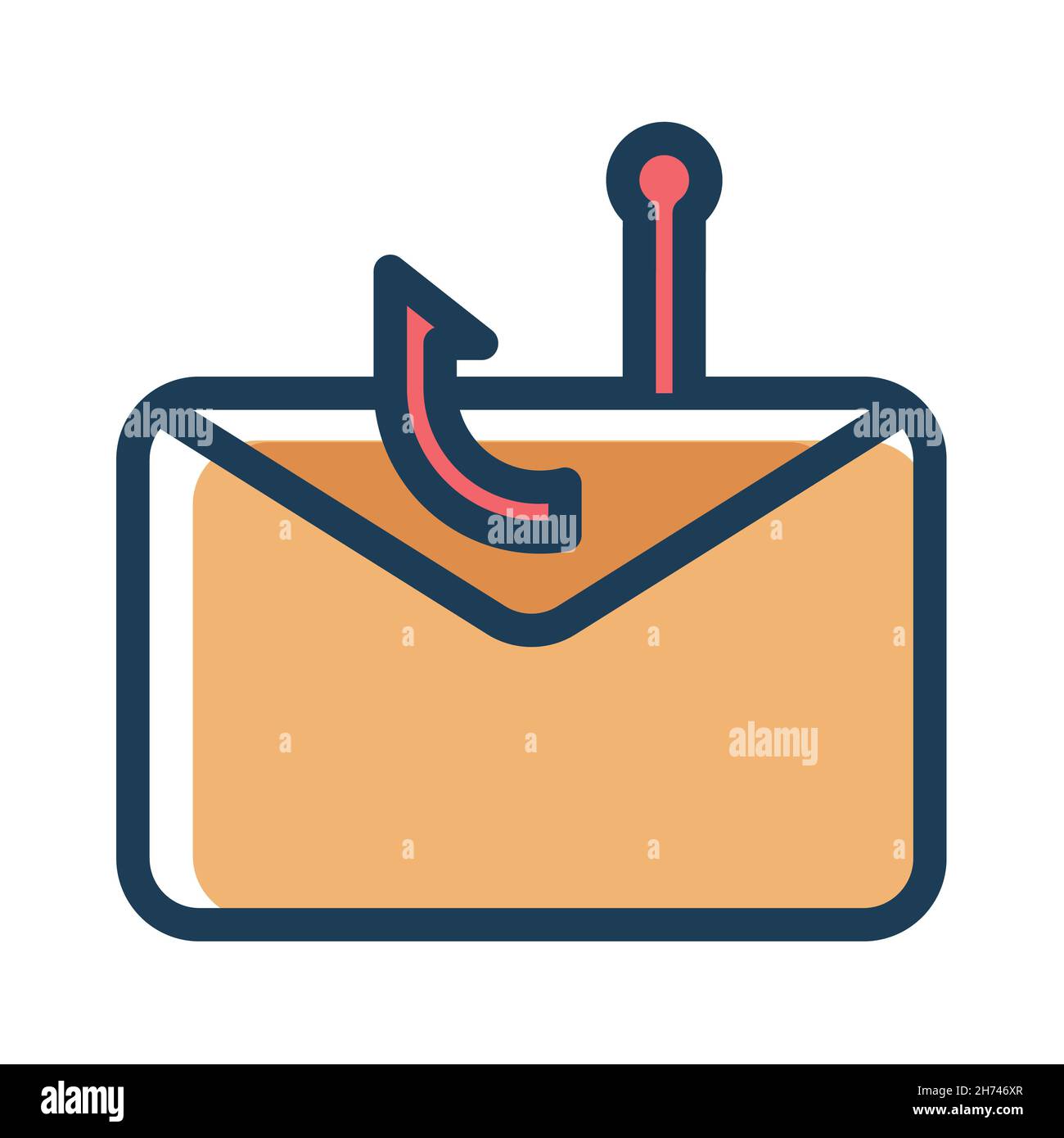 phishing email scam malware bait single isolated icon with dash or ...