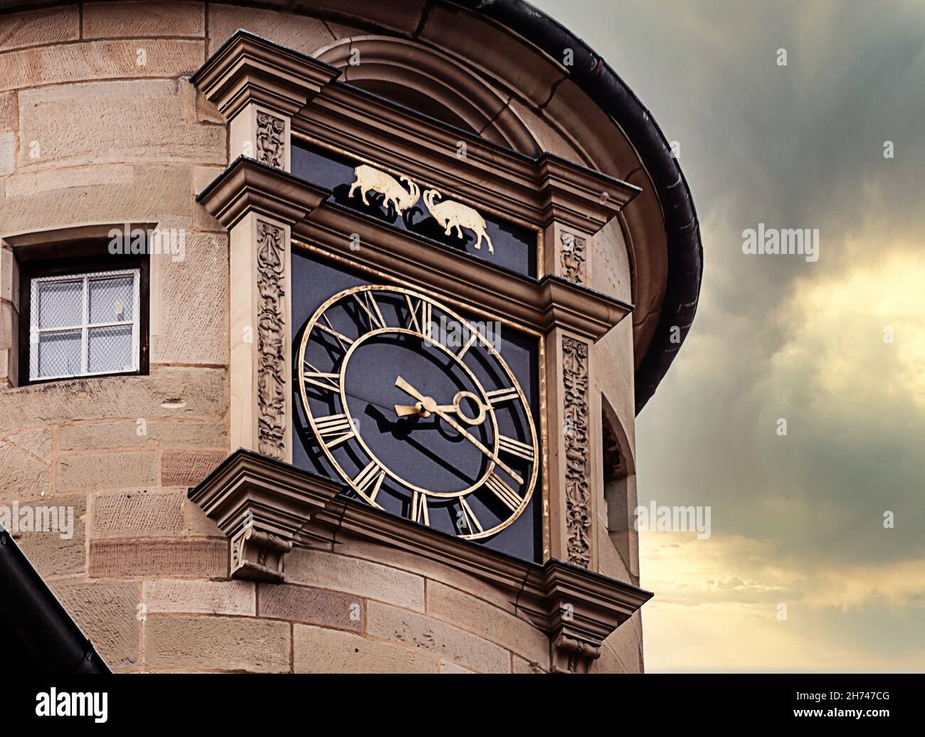 Stuttgart, Germany - Old Castle Renaissance clocktower Stock Photo - Alamy