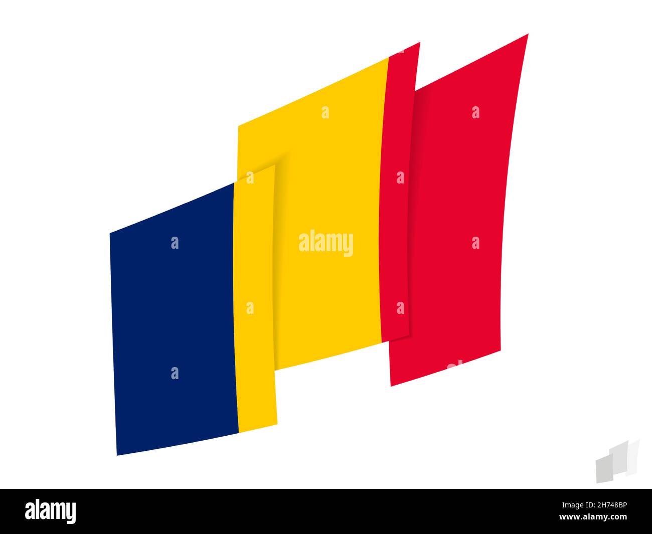 Chad flag in an abstract ripped design. Modern design of the Chad flag ...