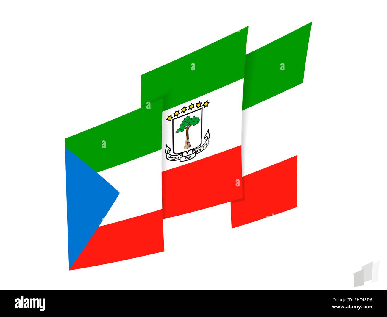 Equatorial Guinea flag in an abstract ripped design. Modern design of ...