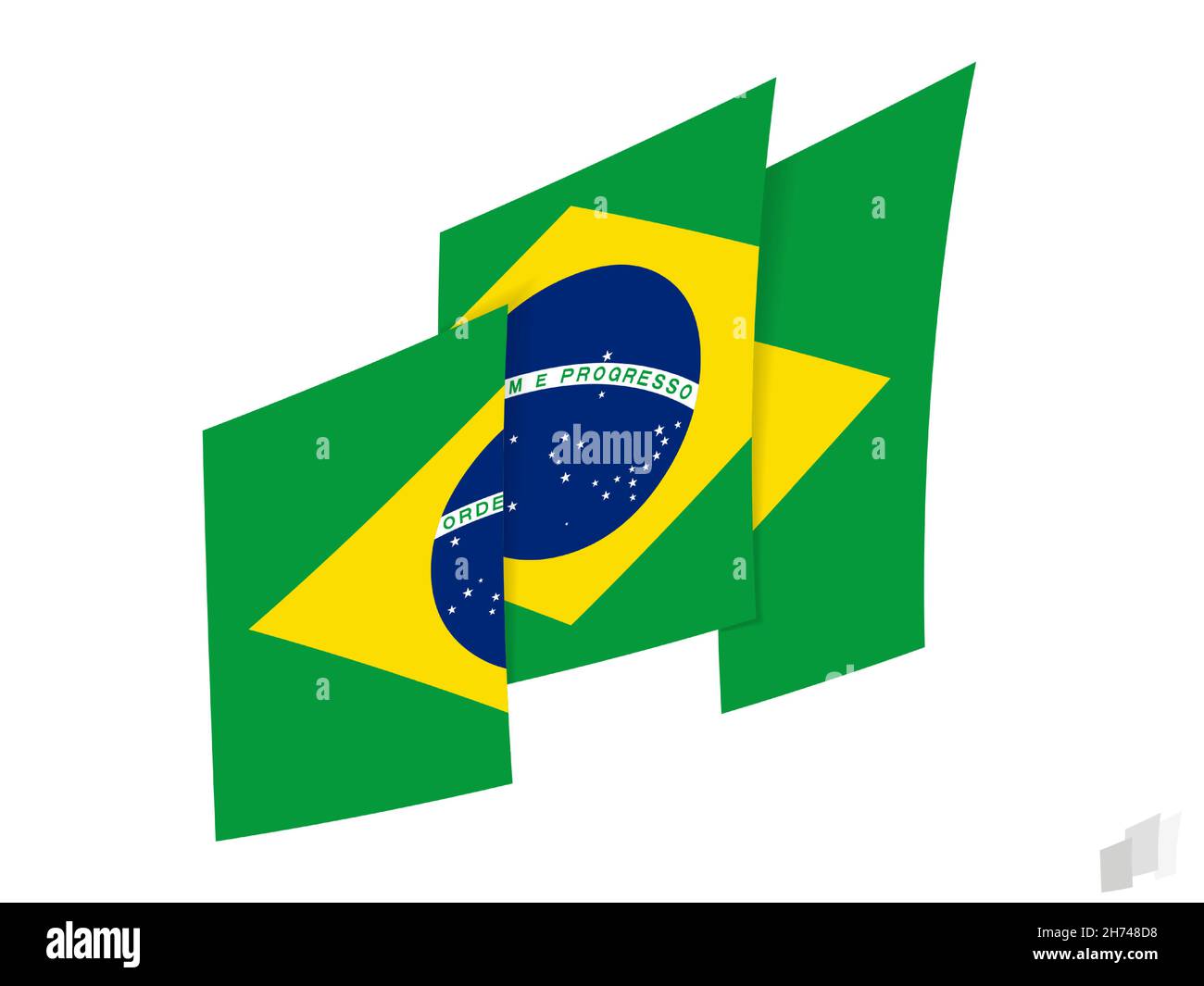 Brazil flag in an abstract ripped design. Modern design of the Brazil ...