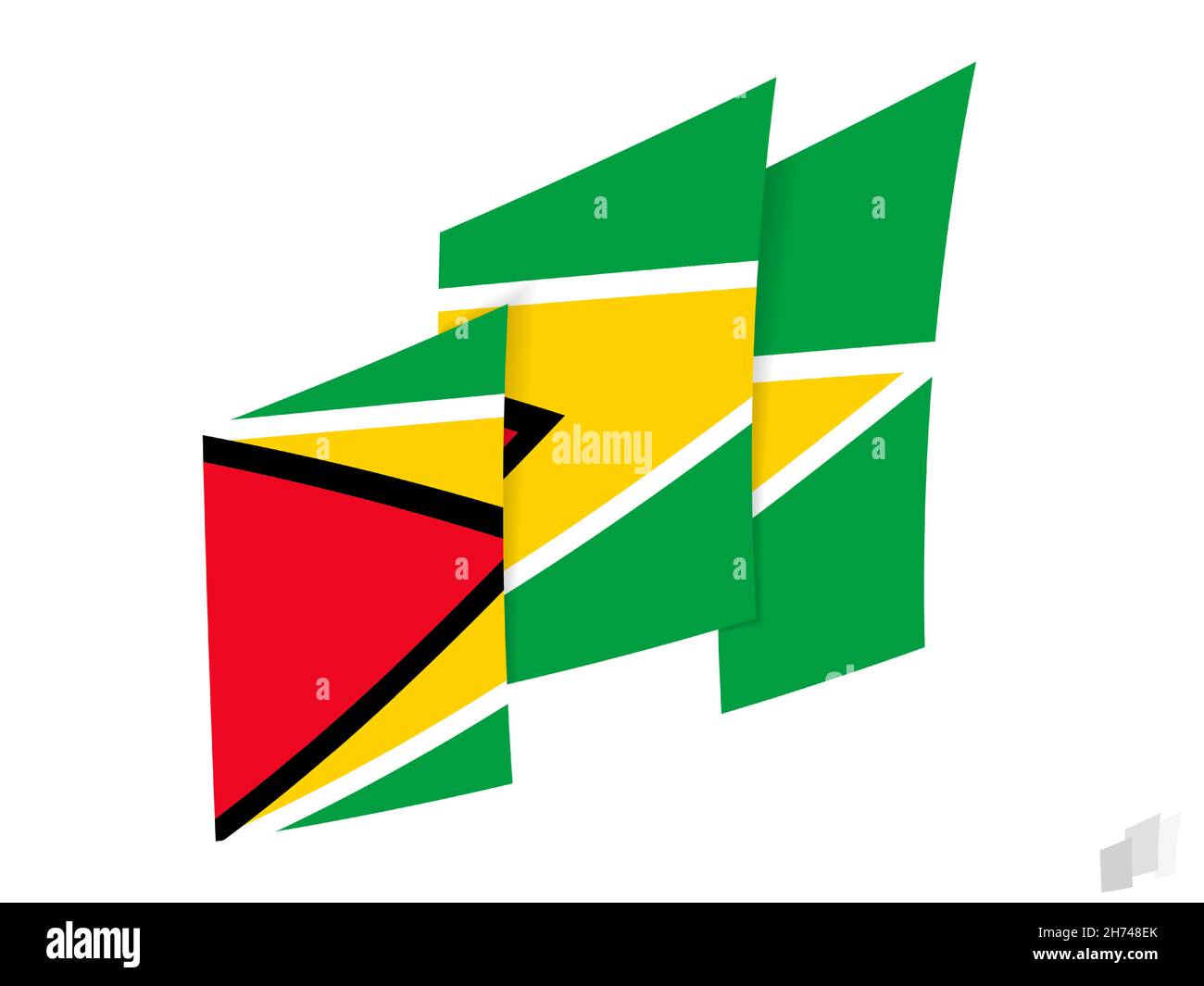 Guyana flag in an abstract ripped design. Modern design of the Guyana ...