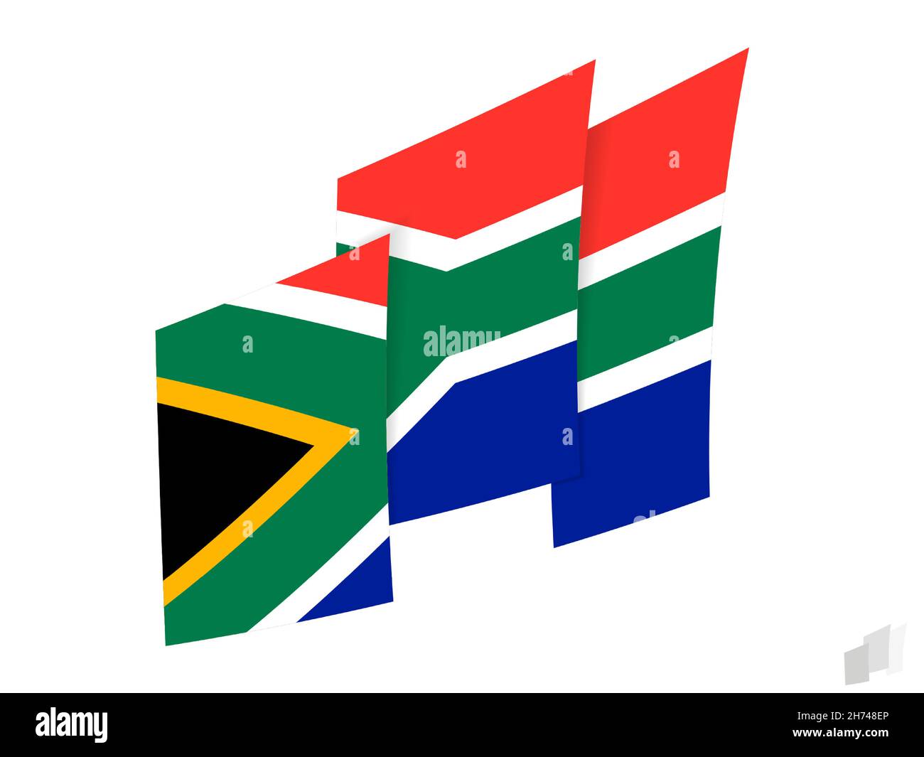 South Africa flag in an abstract ripped design. Modern design of the ...