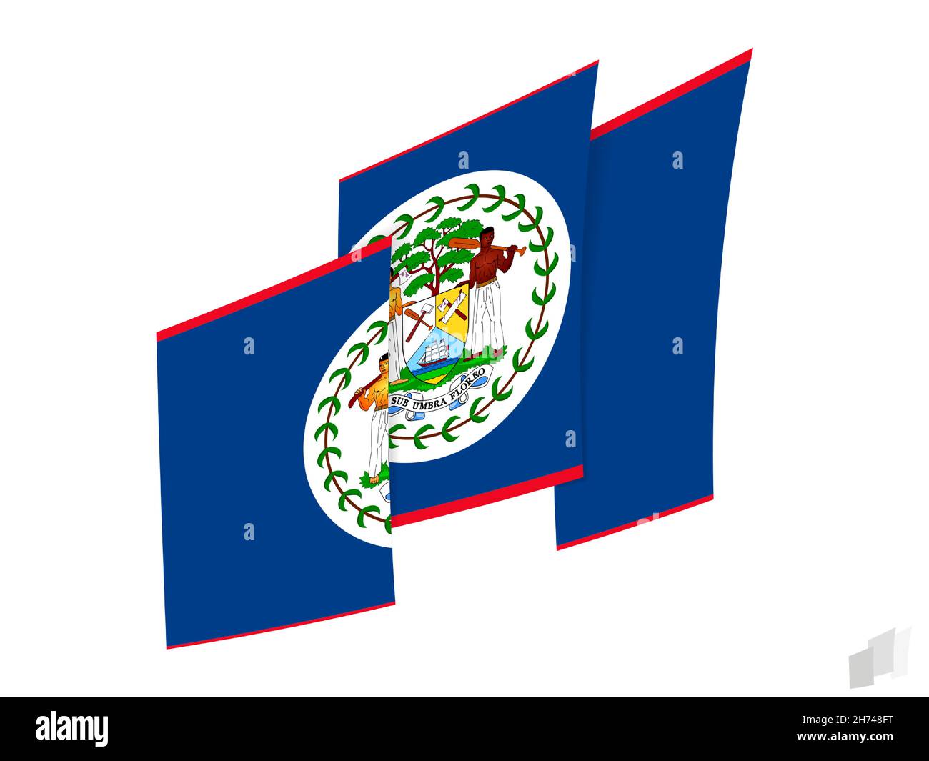 Belize flag in an abstract ripped design. Modern design of the Belize ...