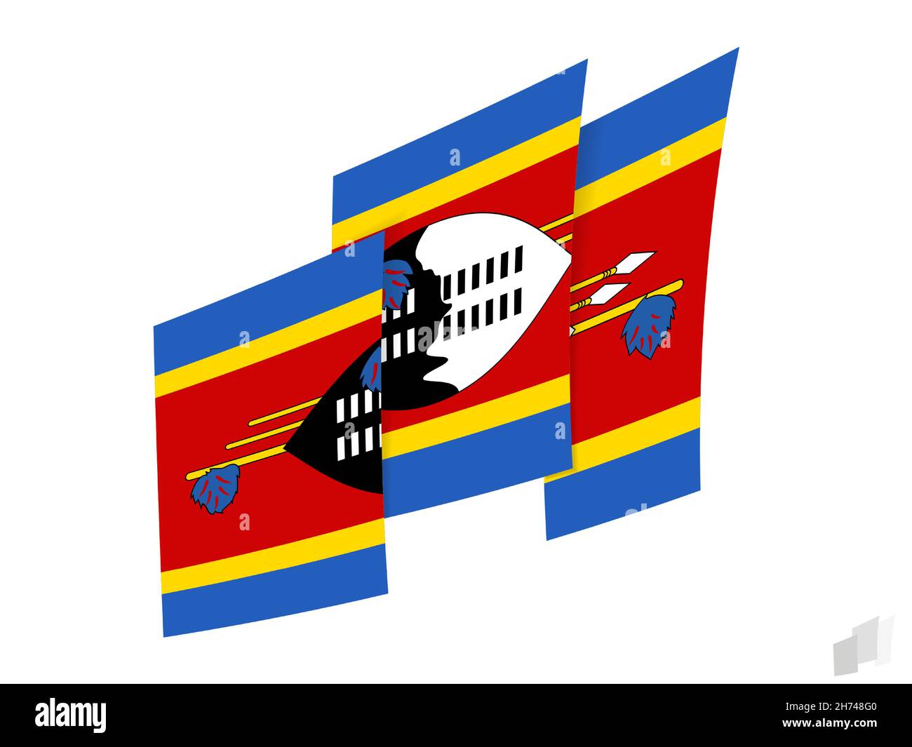 Swaziland flag in an abstract ripped design. Modern design of the ...