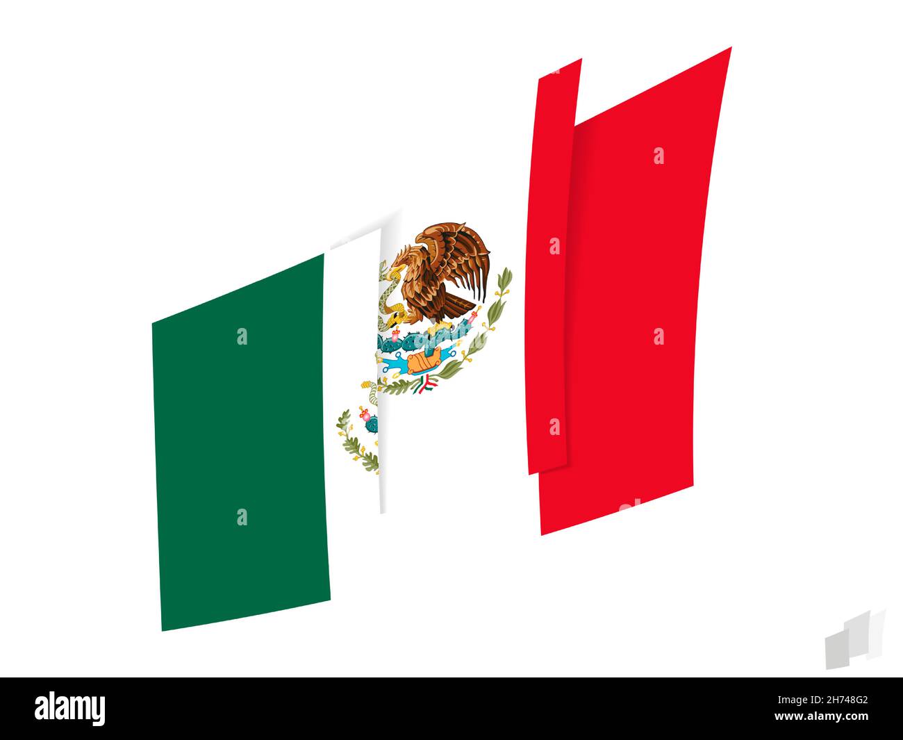 Mexico flag in an abstract ripped design. Modern design of the Mexico ...