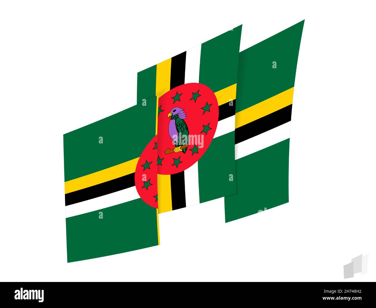 Dominica flag in an abstract ripped design. Modern design of the ...