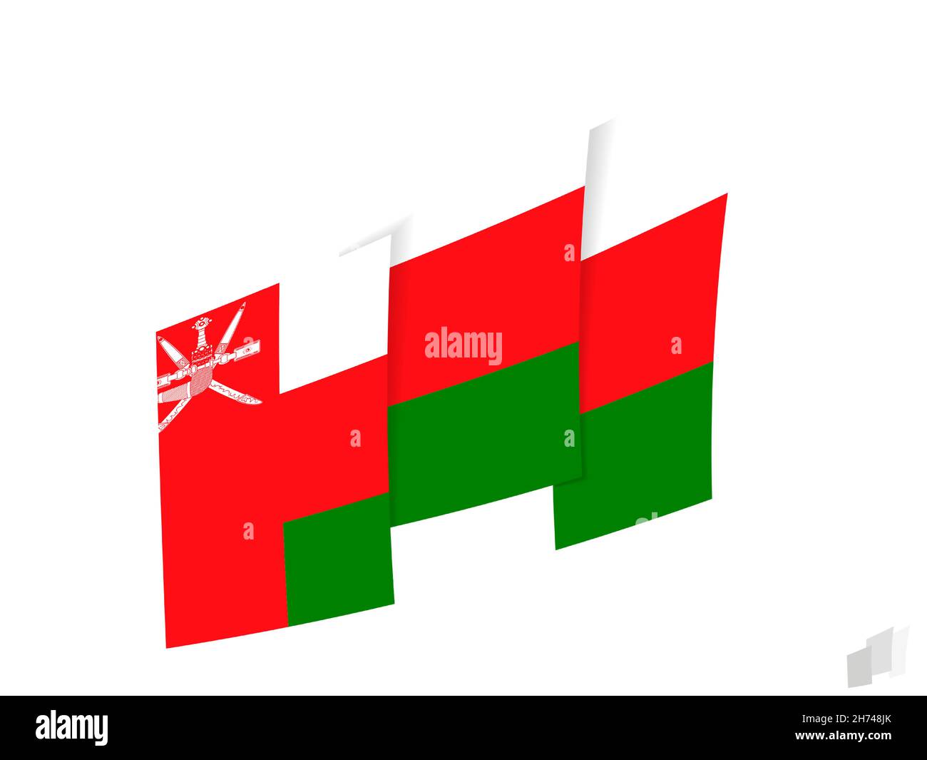 Oman flag in an abstract ripped design. Modern design of the Oman flag ...
