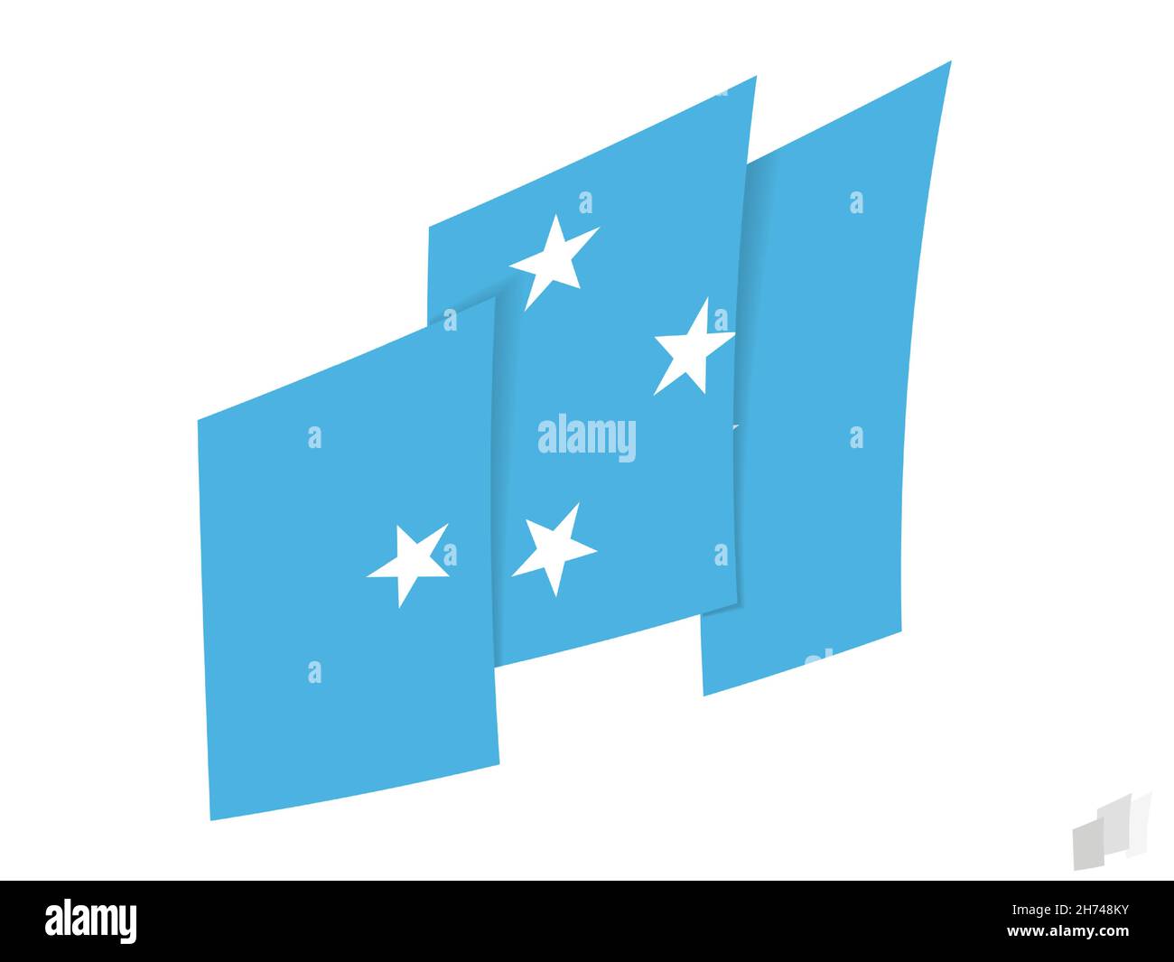 Micronesia flag in an abstract ripped design. Modern design of the ...