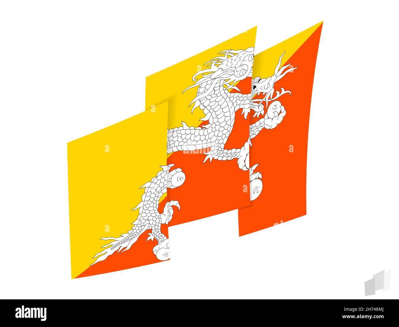Bhutan flag in an abstract ripped design. Modern design of the Bhutan ...
