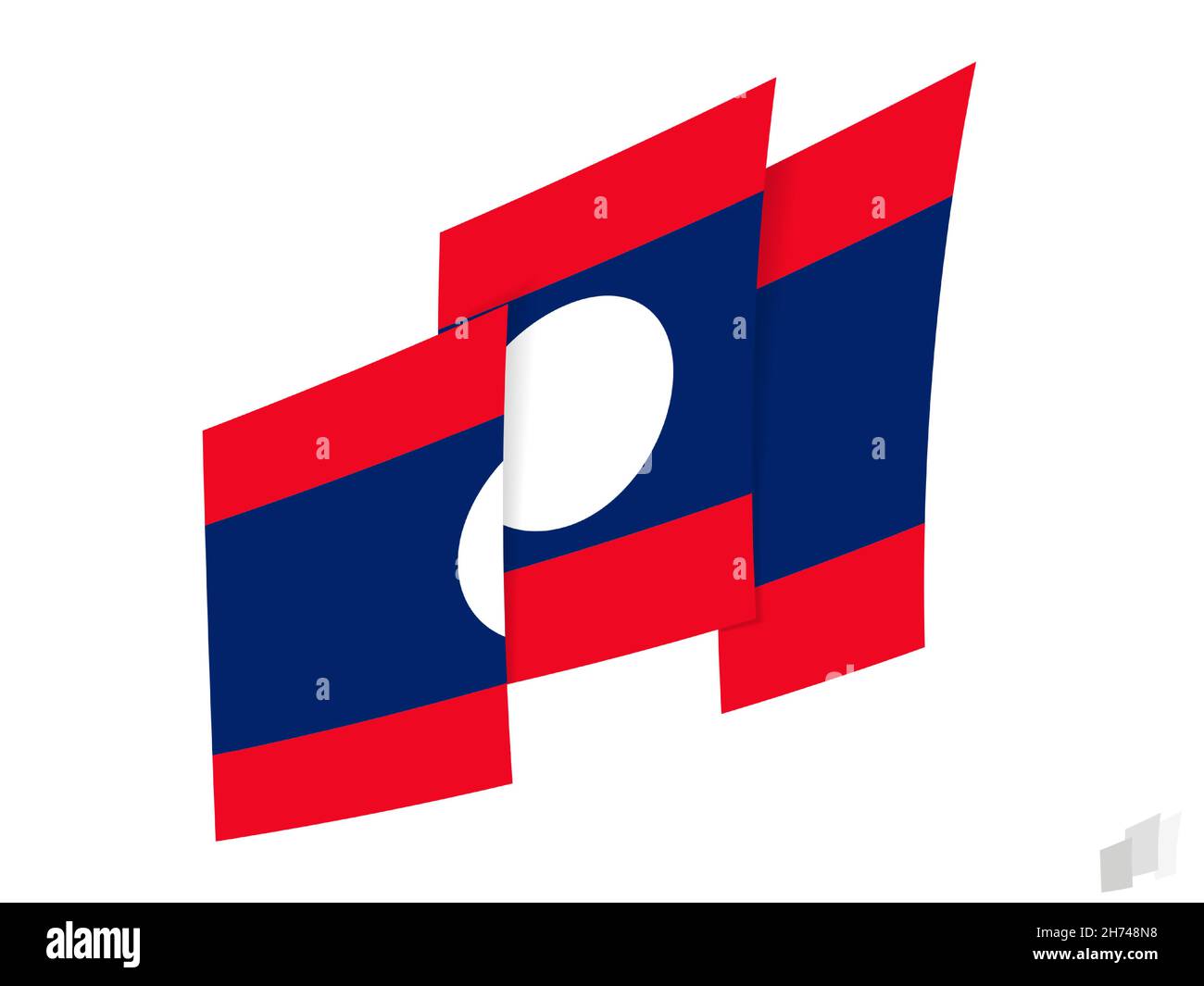 Laos flag in an abstract ripped design. Modern design of the Laos flag ...
