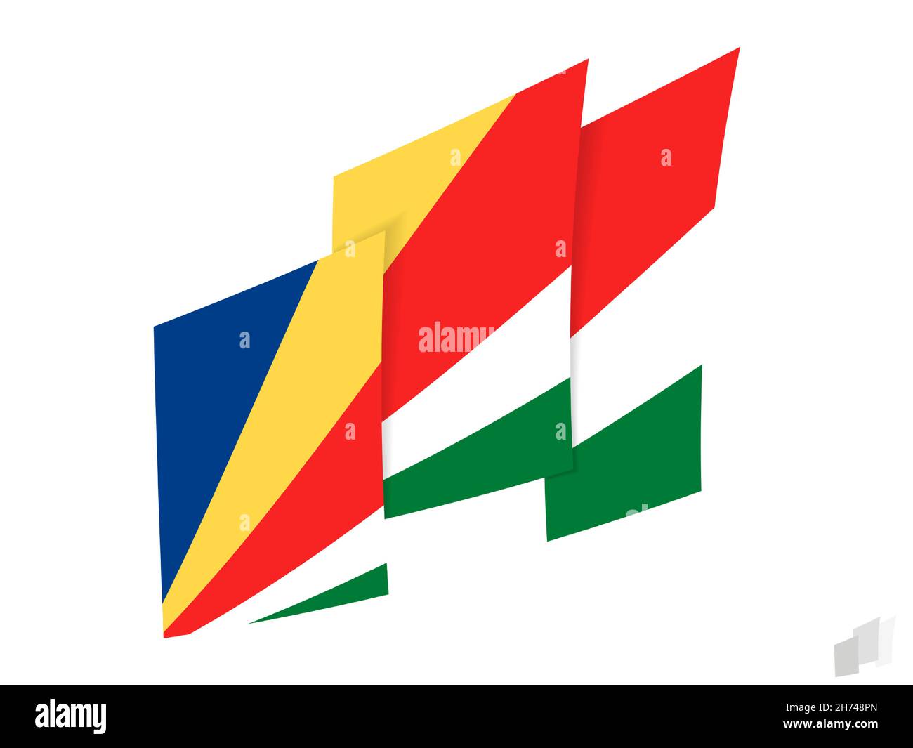 Seychelles flag in an abstract ripped design. Modern design of the ...