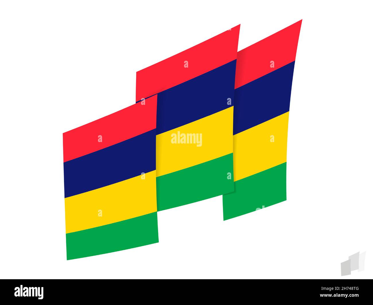 Mauritius flag in an abstract ripped design. Modern design of the ...
