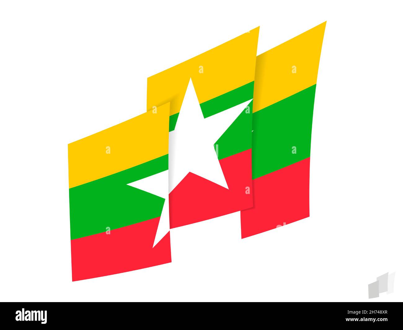 Myanmar flag in an abstract ripped design. Modern design of the Myanmar ...