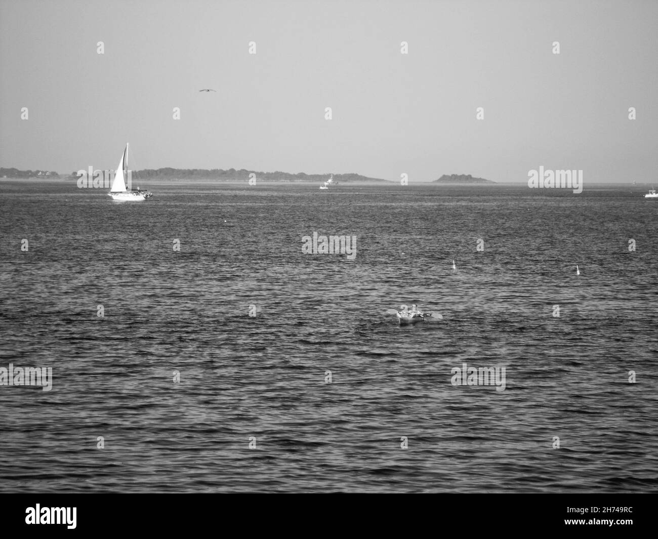 Small boats in big ocean Stock Photo - Alamy