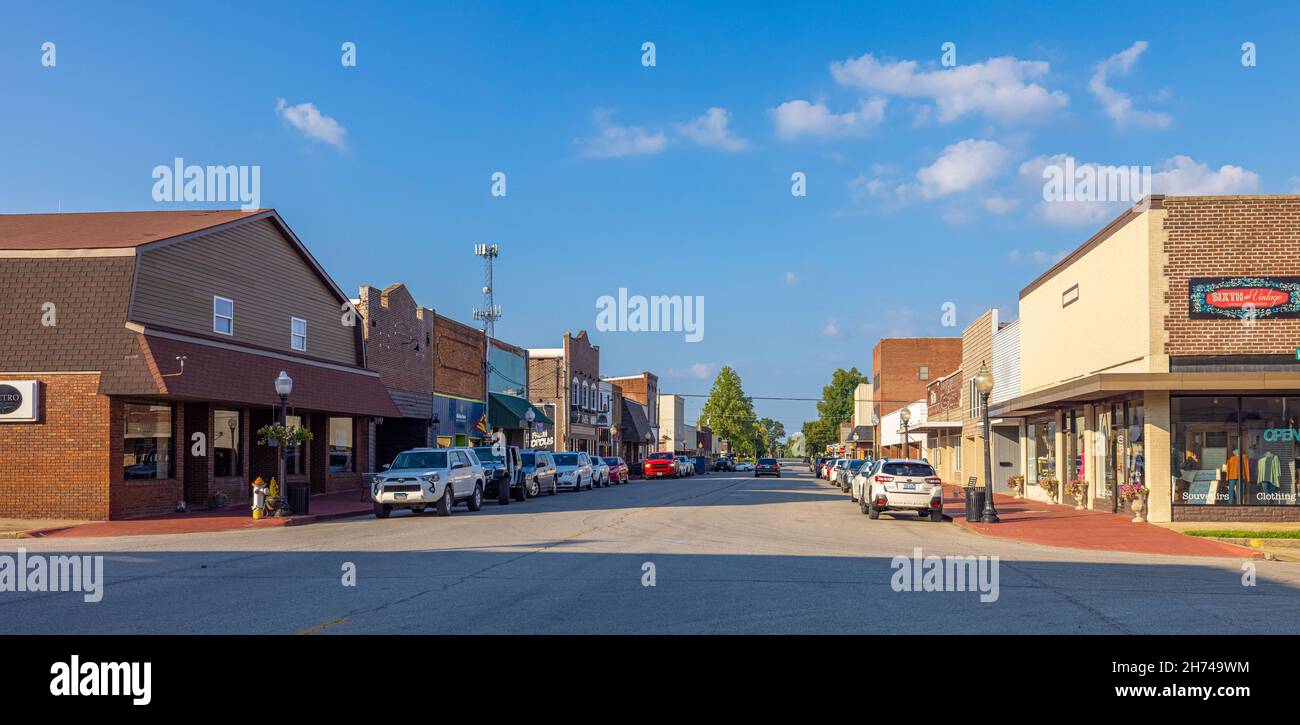 Metropolis, Illinois, USA - August 24, 2021: The old business district ...
