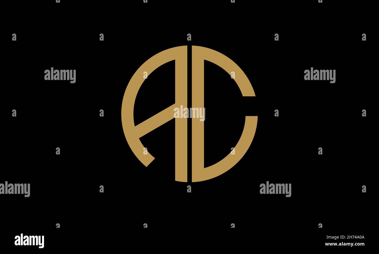 Alphabet AC or CA illustration monogram vector logo template in round ...